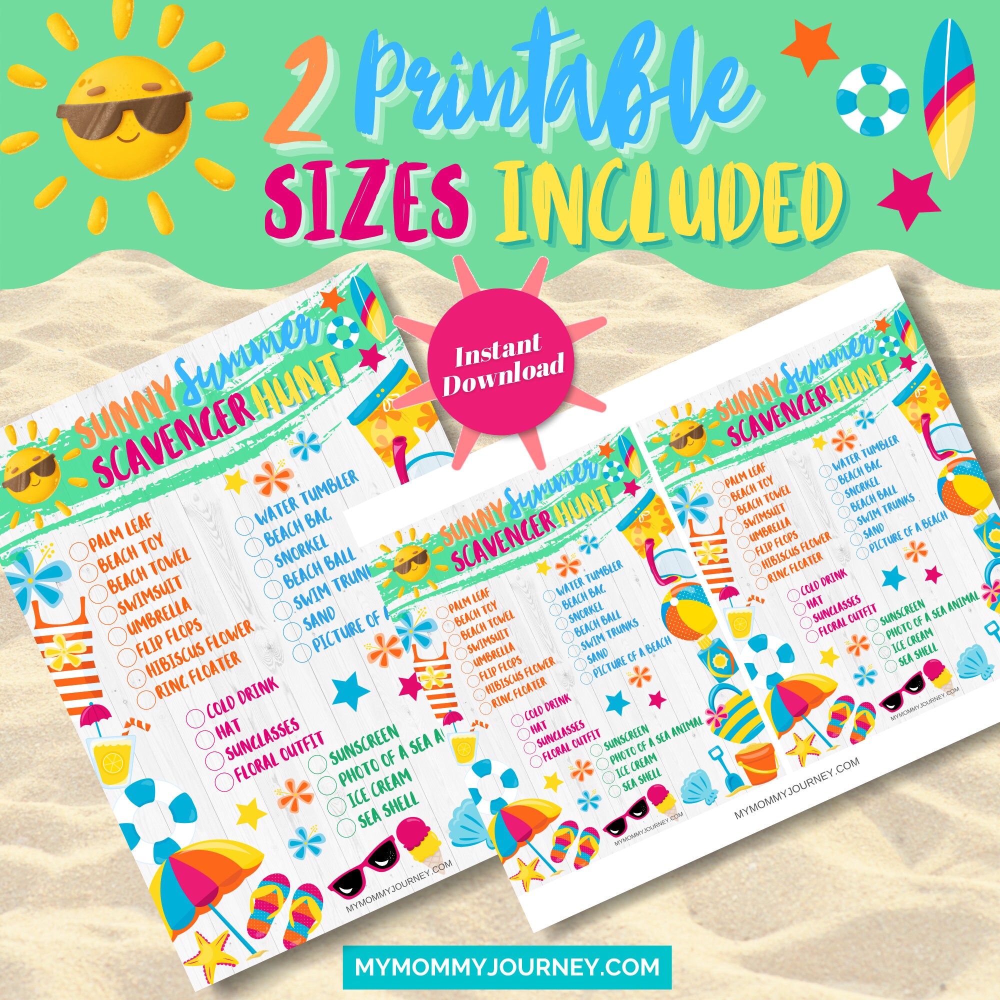 Sunny Summer Scavenger Hunt, Summer Treasure Hunt Game, Summer Search ...