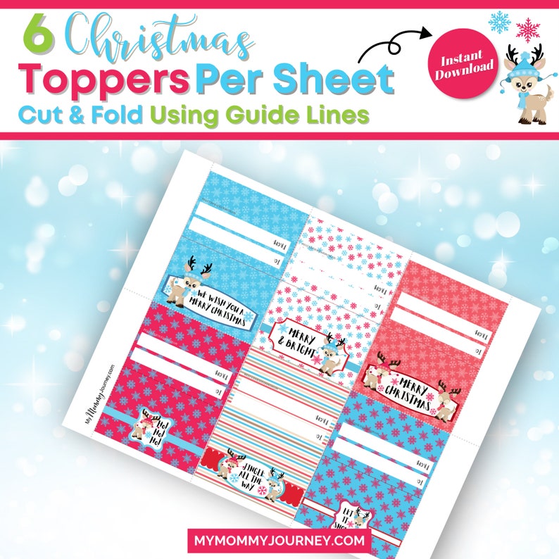 Christmas Bag Toppers 3 Inches Animals, 24 Printable Christmas Treat ...