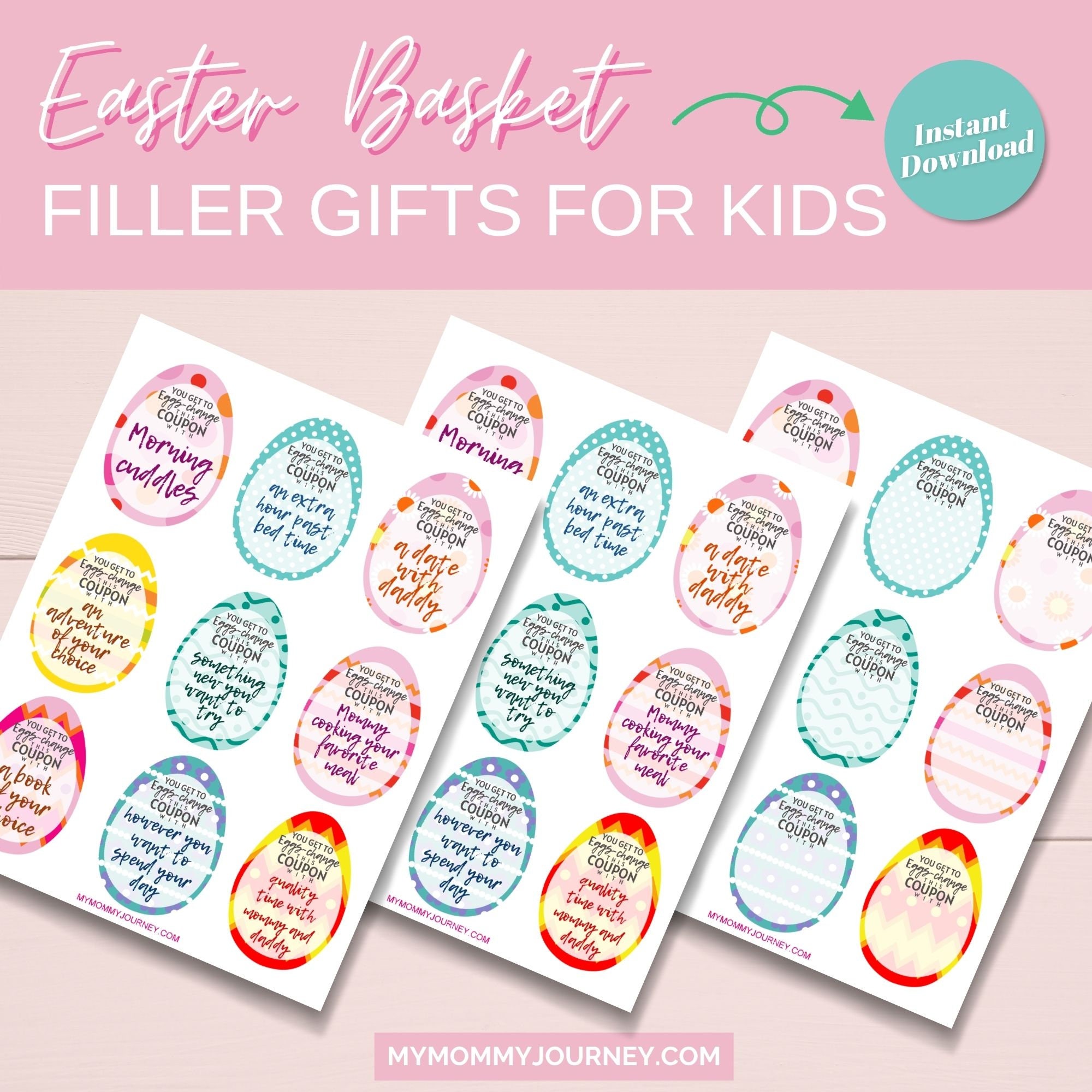 Printable Easter Egg Coupons for Kids, Kids Easter Basket Stuffer ...