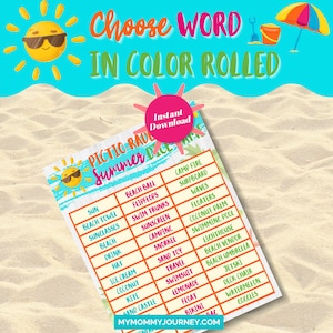 Summer Pictionary Charades Dice Game, Summer Dice Game, Pictionary ...