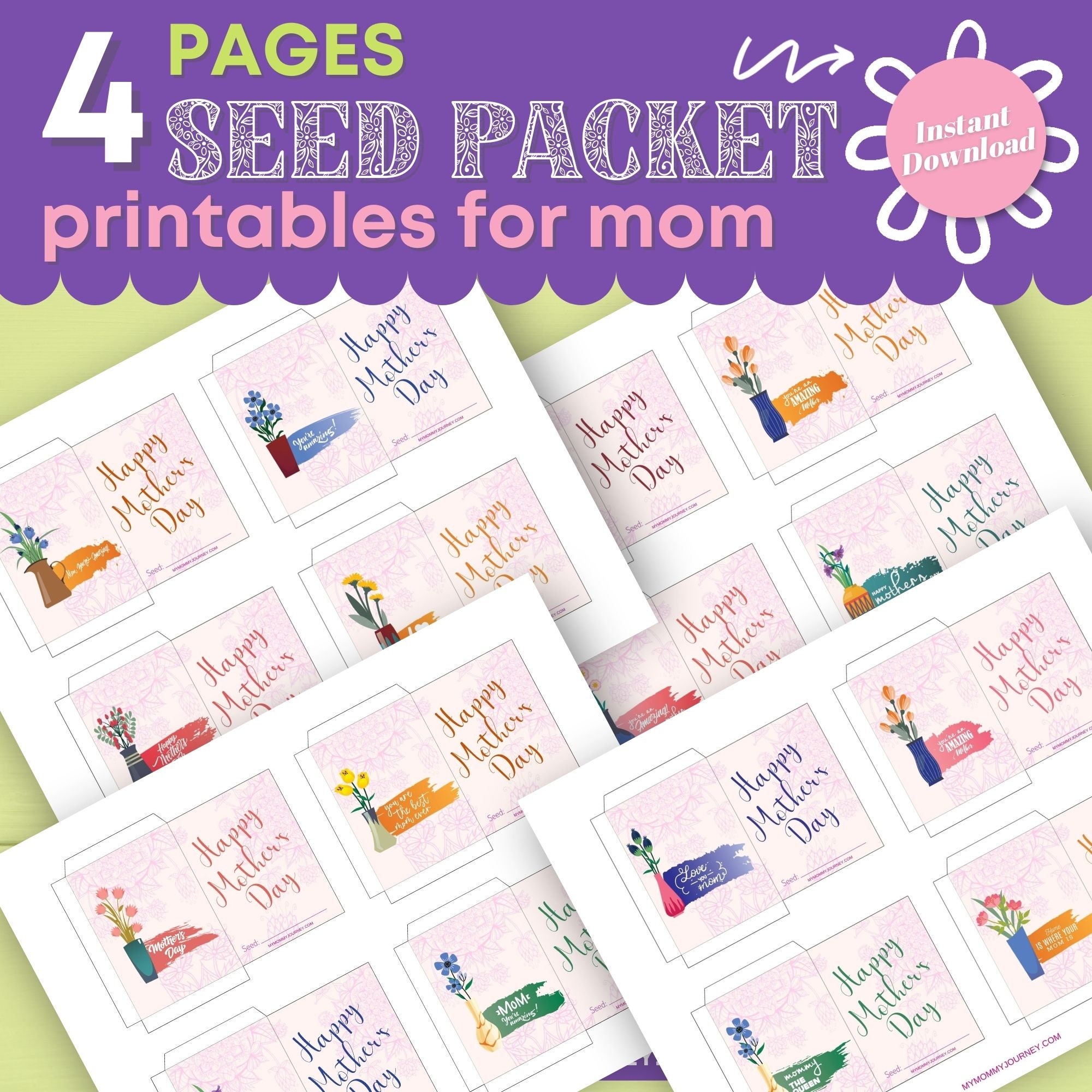 Mother's Day Seed Packets DIY Gift for Mom, Printable Flower Seed ...