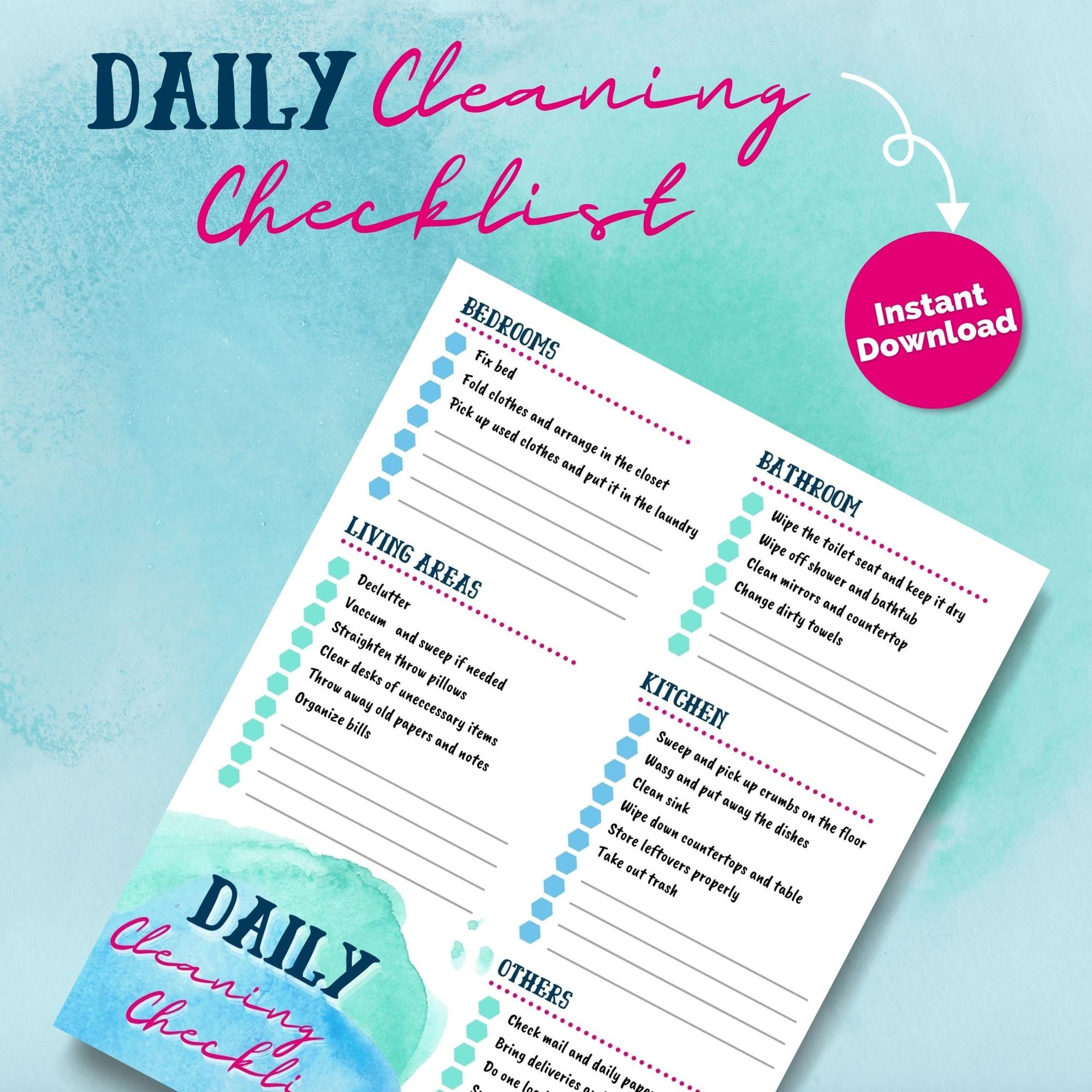Busy Moms Deep Cleaning Checklist for Daily Cleaning Weekly - Etsy