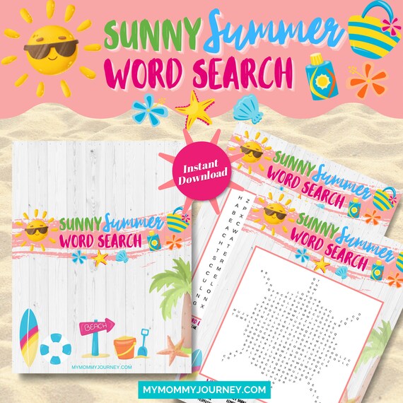 Sunny Summer Word Search Summer Word Find Printable Summer - Etsy