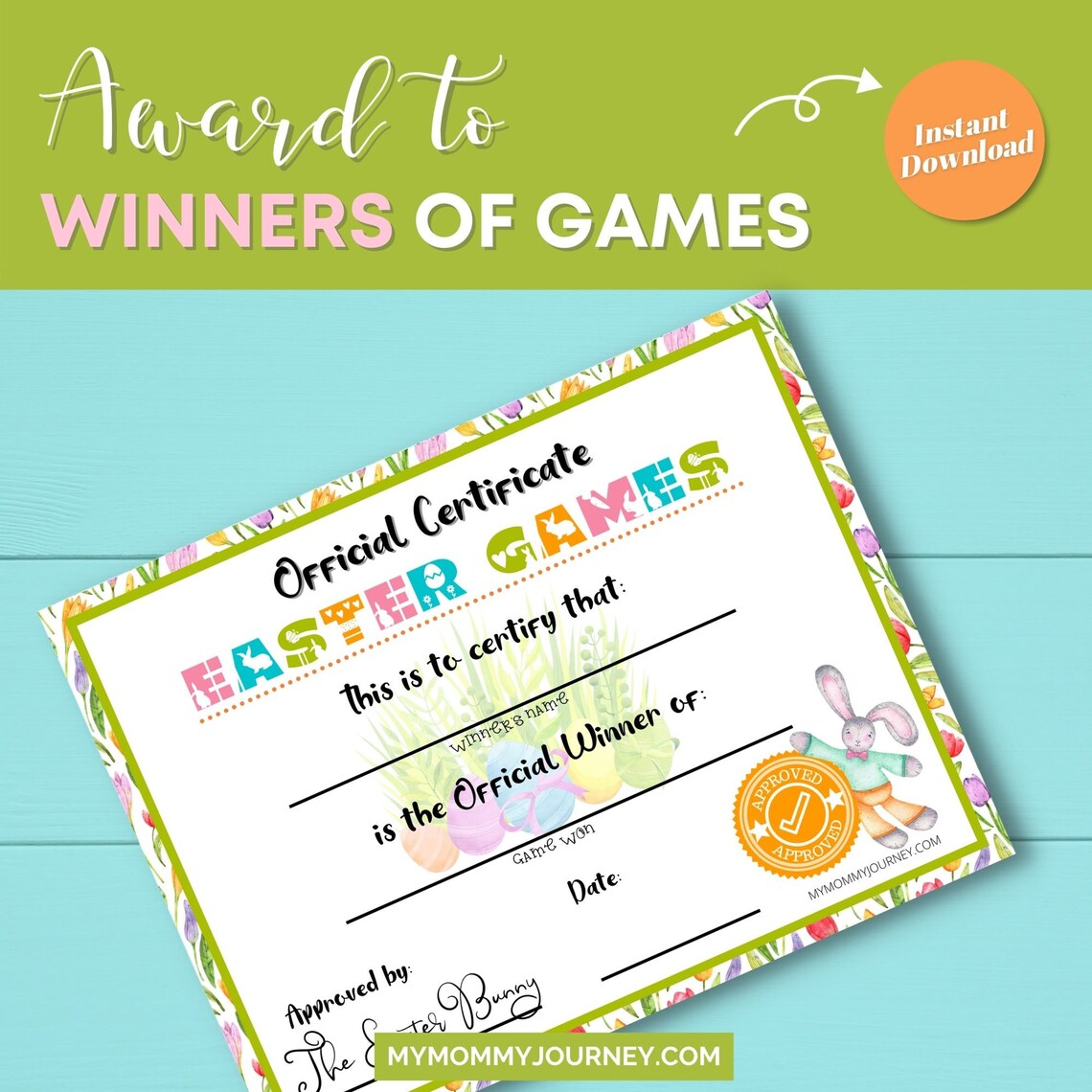 Easter Games Winners Certificate, Easter Award, Easter Reward for Kids ...