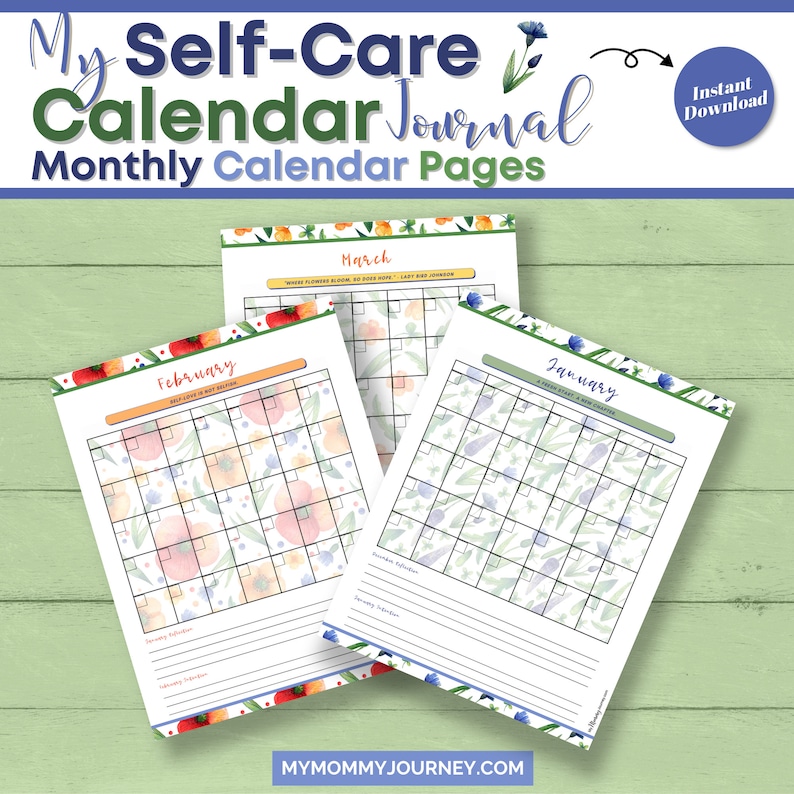Self-care Calendar Journal, Printable Self-care Planner, Wellness ...