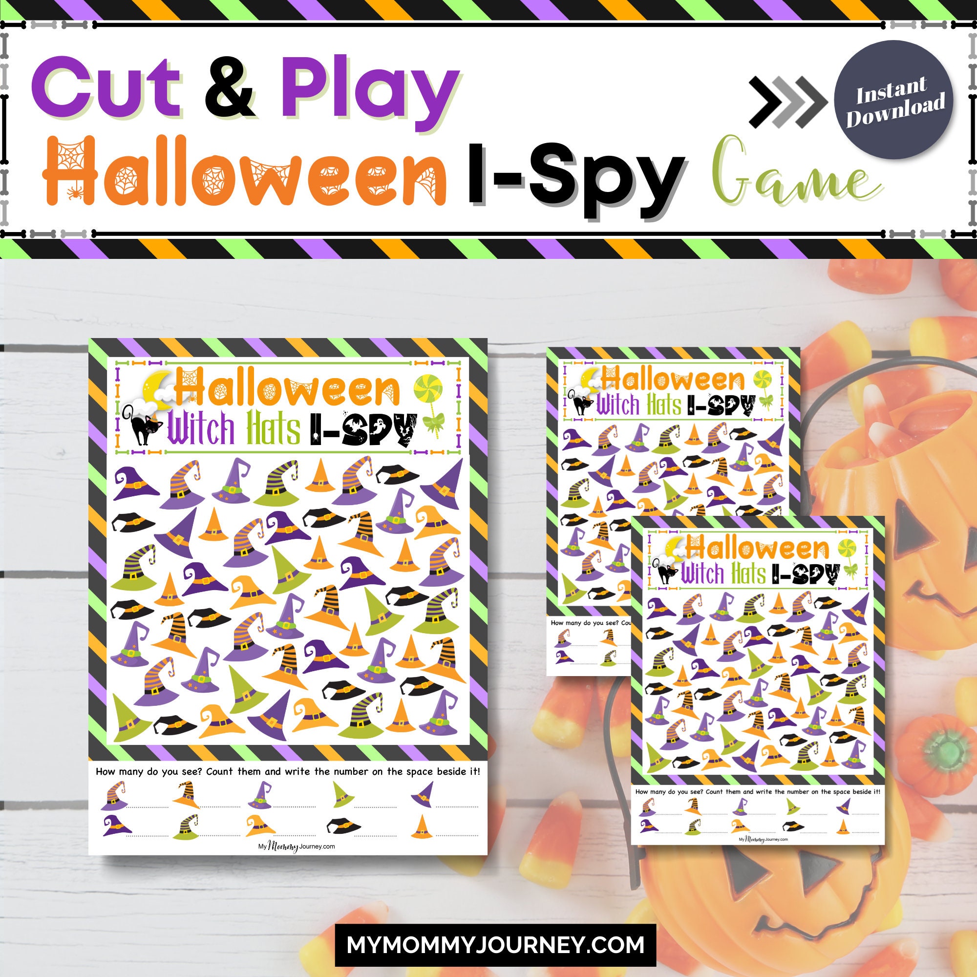 Halloween I Spy Witch Hats Edition, Printable I-spy Halloween Game ...