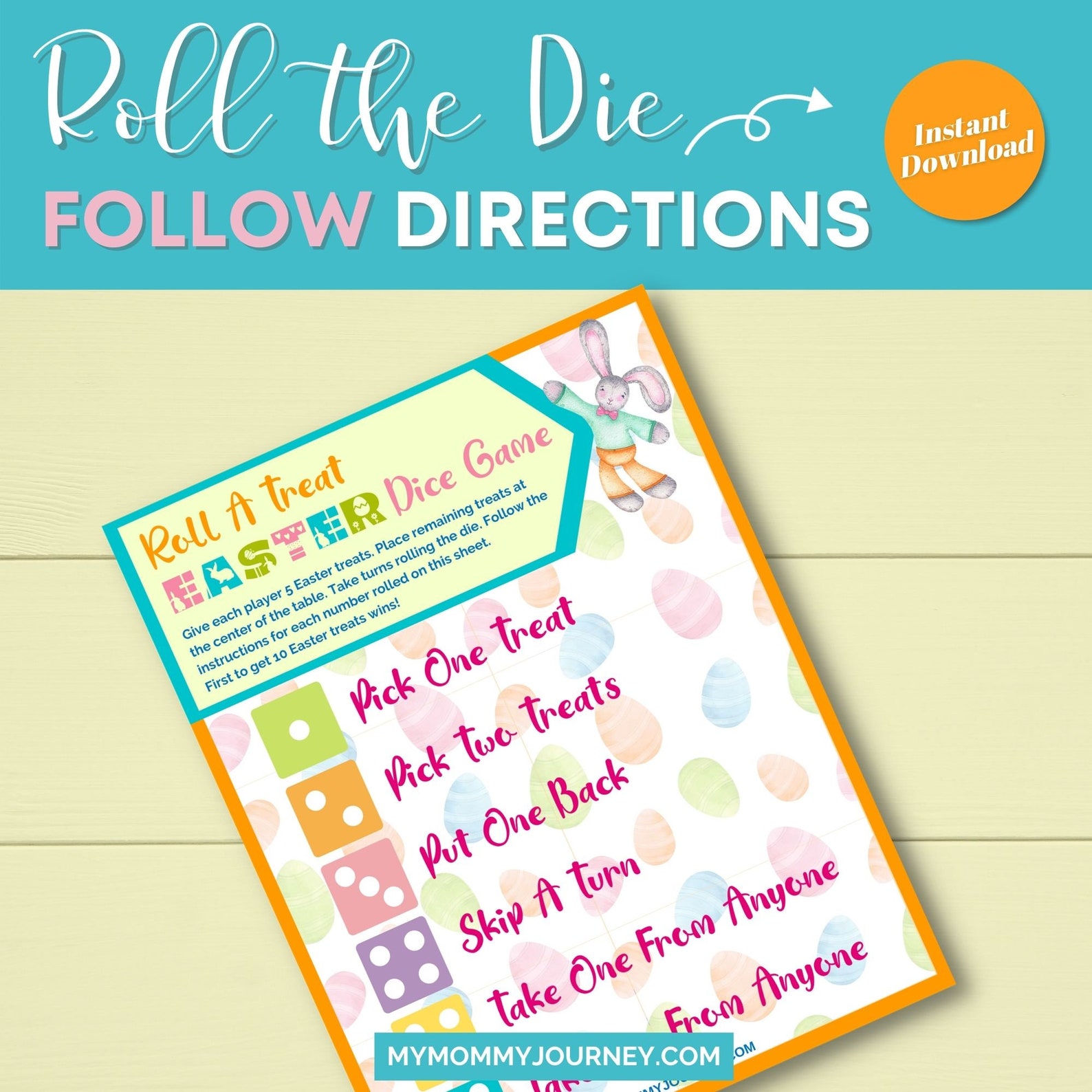 Roll A Treat Easter Dice Game, Easter Games Printable, Easter Games for ...