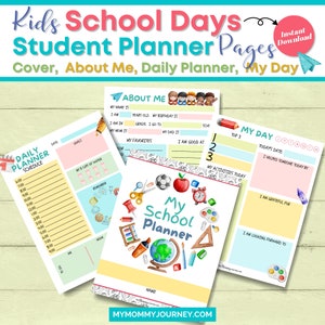 Kids School Days Student Planner, Back to School Planner Printable ...