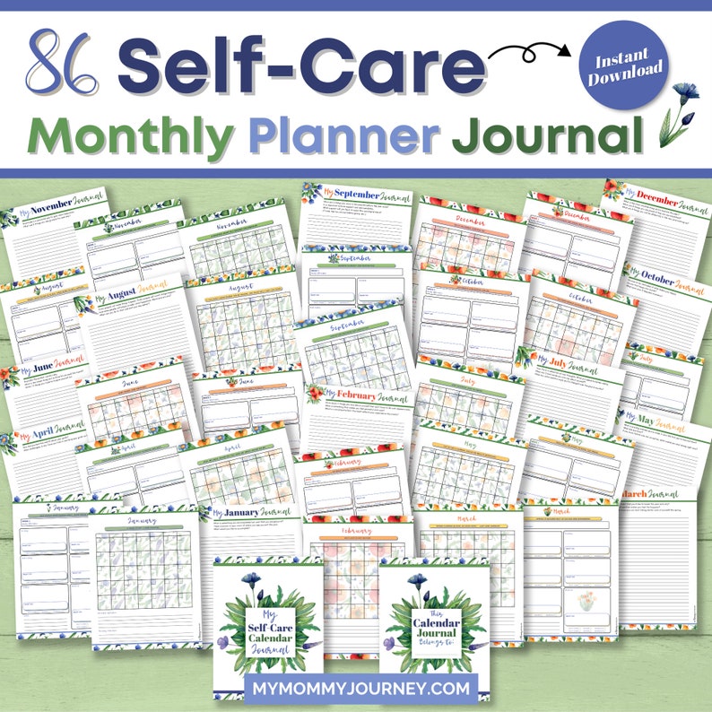 Self-care Calendar Journal, Printable Self-care Planner, Wellness ...