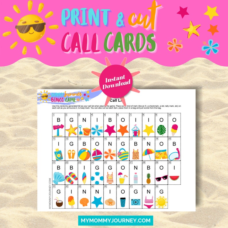 20 Sunny Summer Bingo Game Half-page Cards Printable Bingo - Etsy