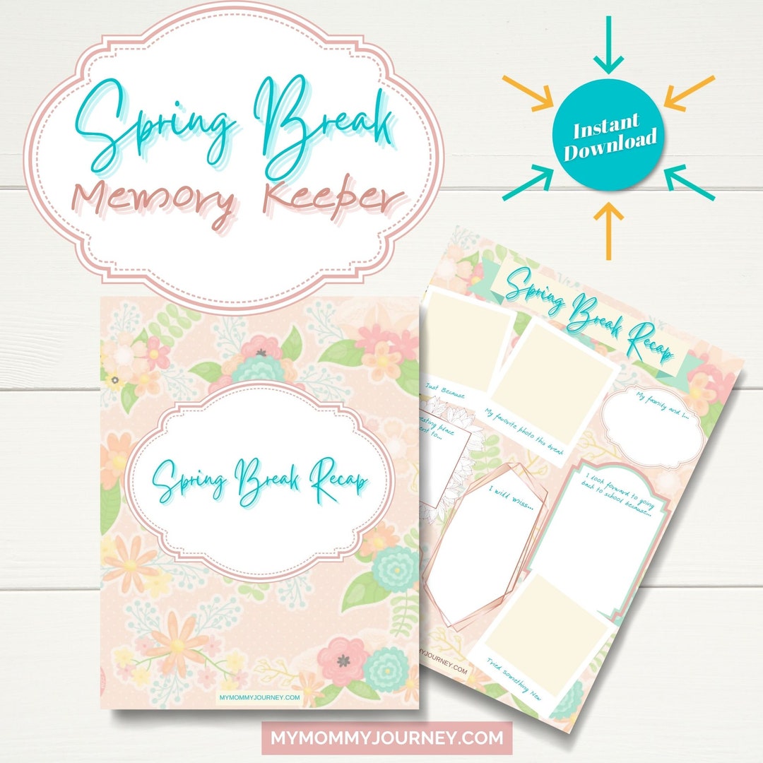 Spring Break Memory Keeper, Spring Break Printable Journal for Kids ...