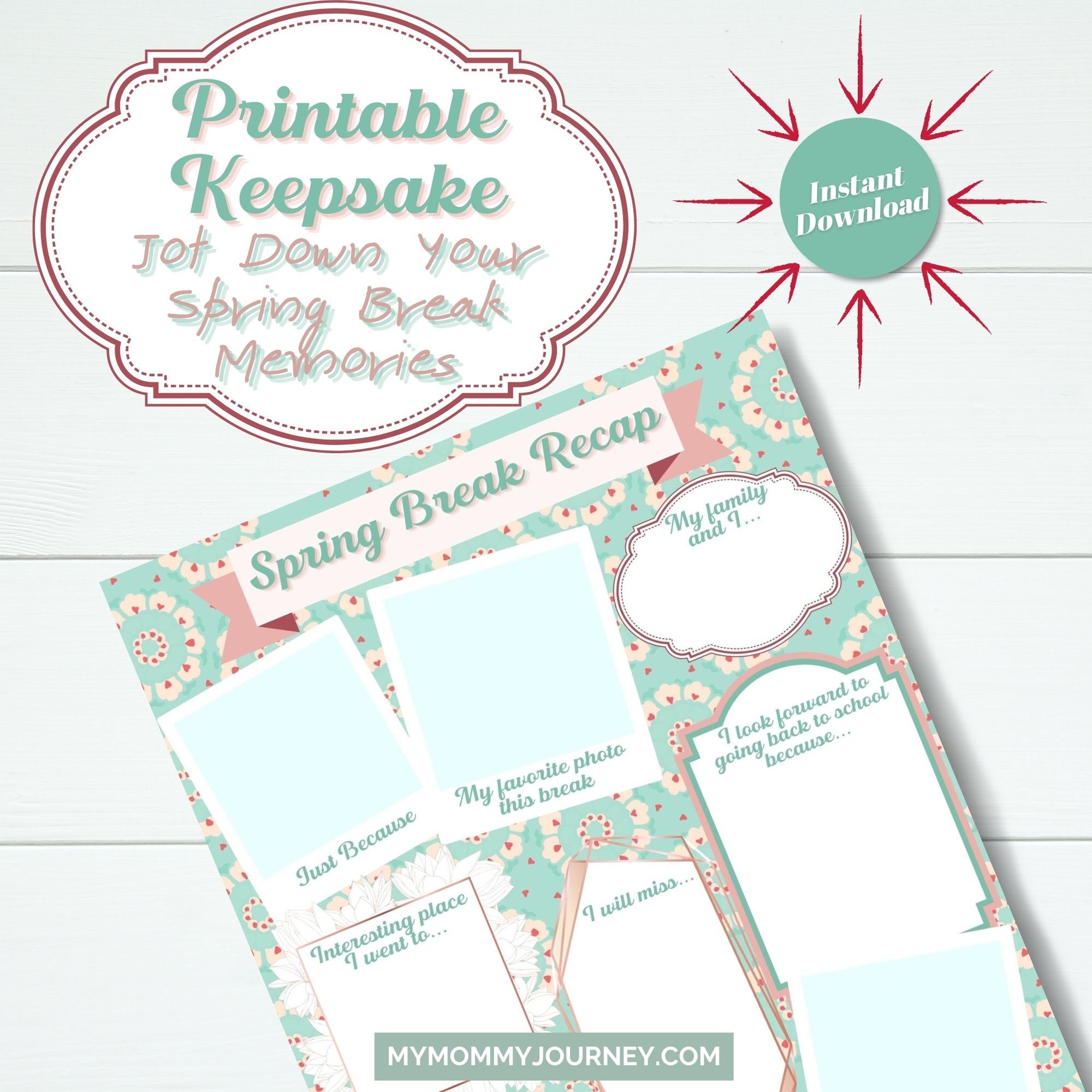 Spring Break Memory Keeper Spring Break Printable Journal for - Etsy UK
