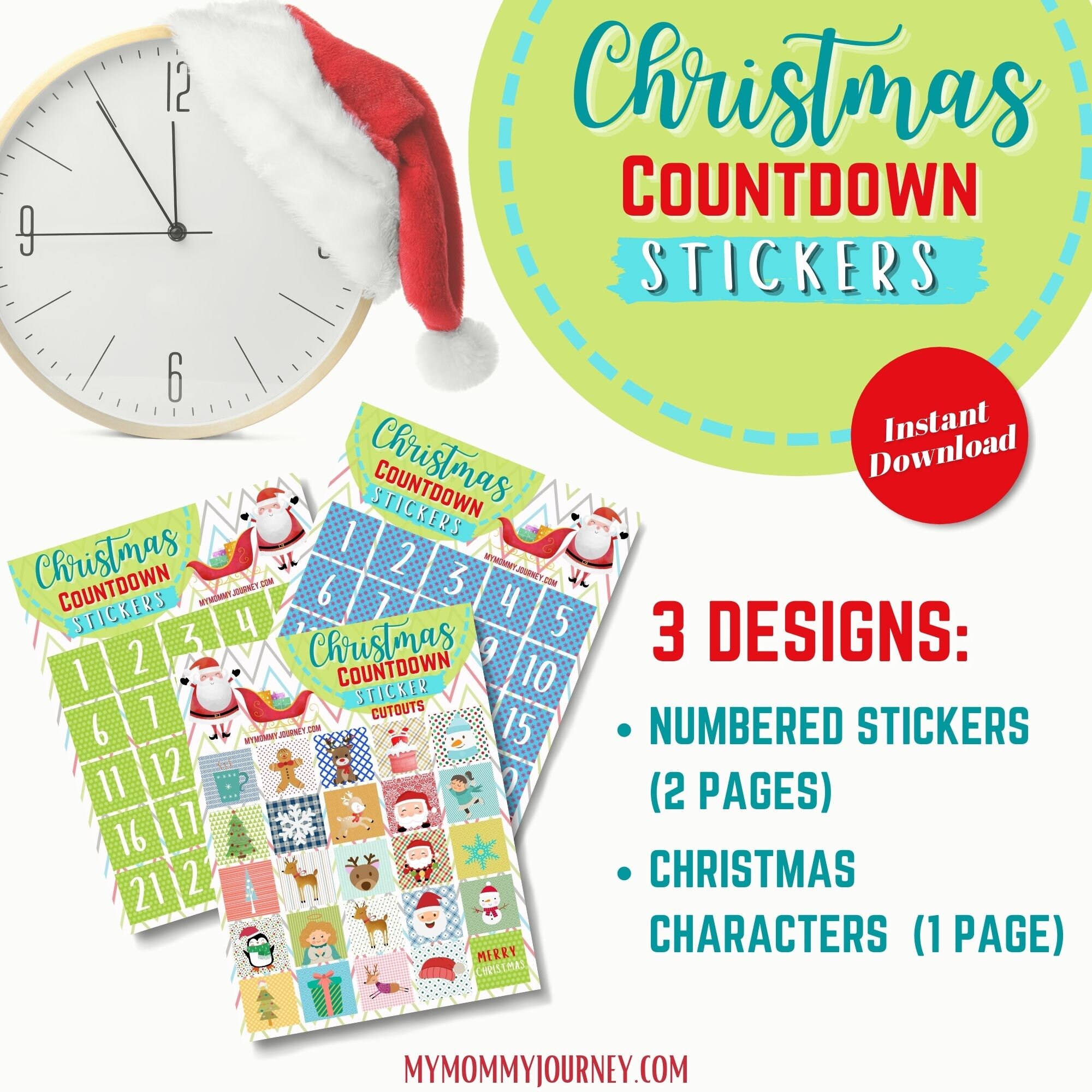 Christmas Countdown Stickers Printable Countdown Stickers - Etsy