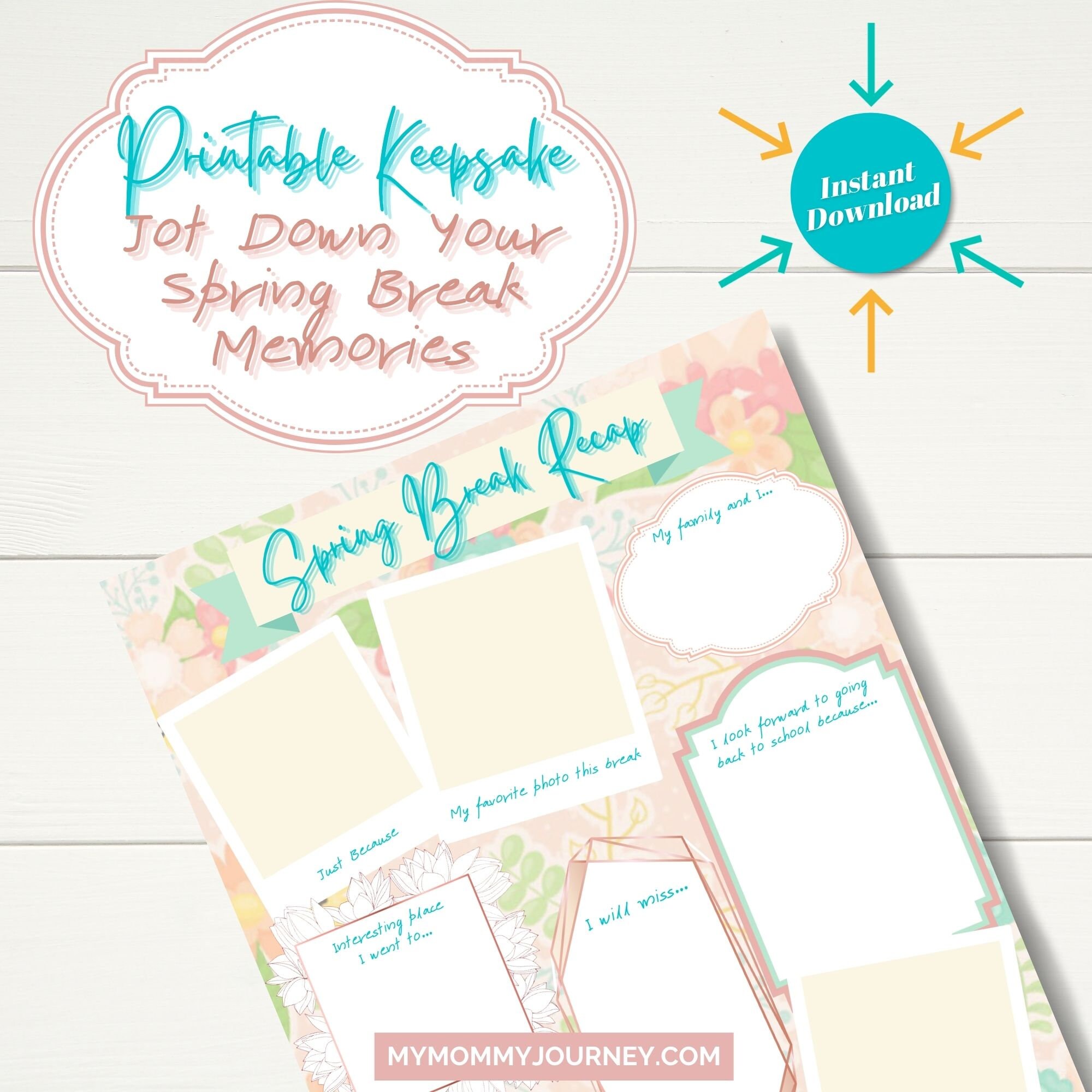 Spring Break Memory Keeper, Spring Break Printable Journal for Kids ...
