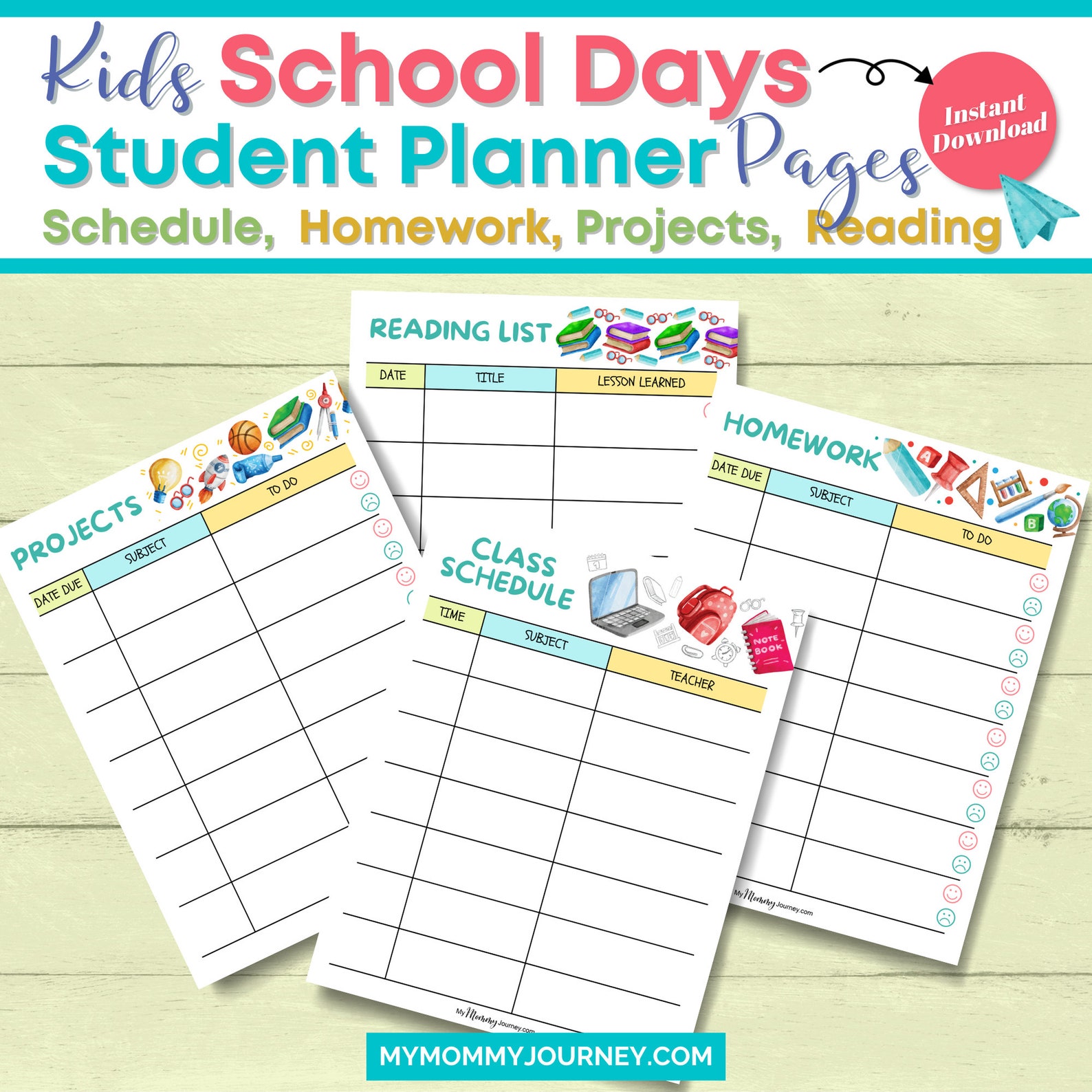 Kids School Days Student Planner Back to School Planner - Etsy