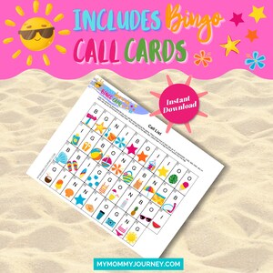 20 Sunny Summer Bingo Game Half-page Cards, Printable Bingo Summer Game ...
