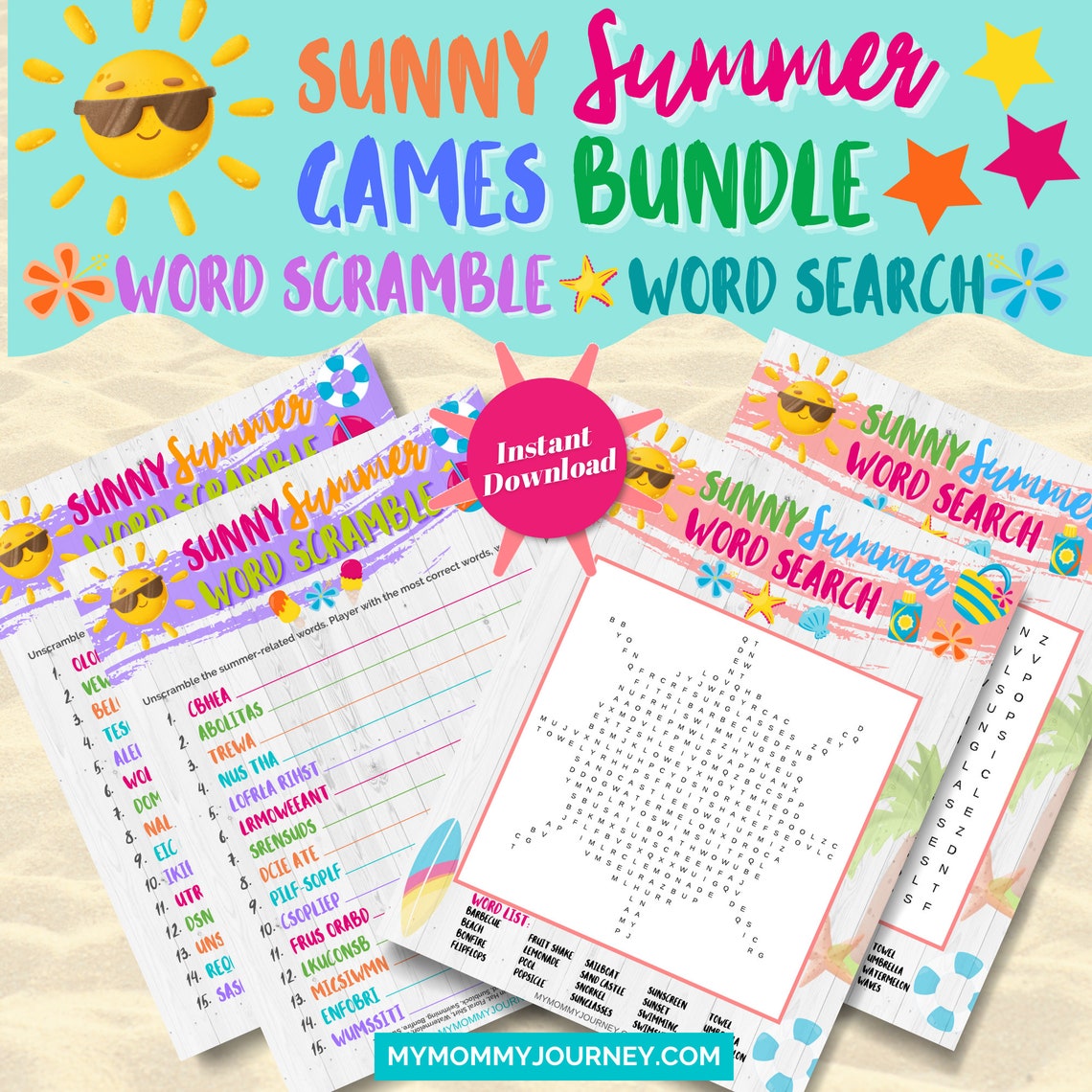 10 Sunny Summer Games Bundle, Printable Summer Party Games, Summer ...