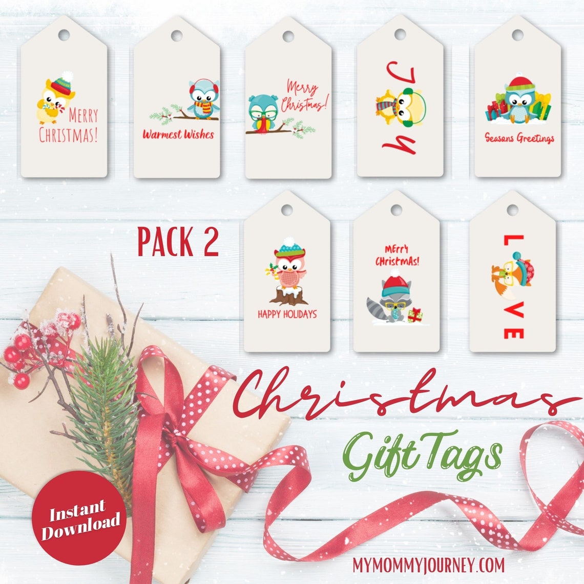 Christmas Gift Tags Bundle, Printable Christmas Gift Tags, Holiday Gift ...