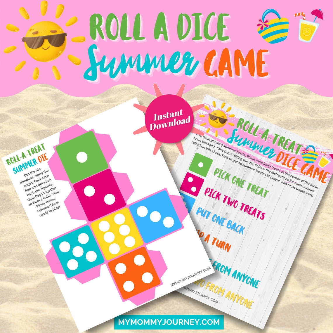 Roll A Treat Summer Dice Game, Summer Candy Dice Game, Roll A Dice Game ...