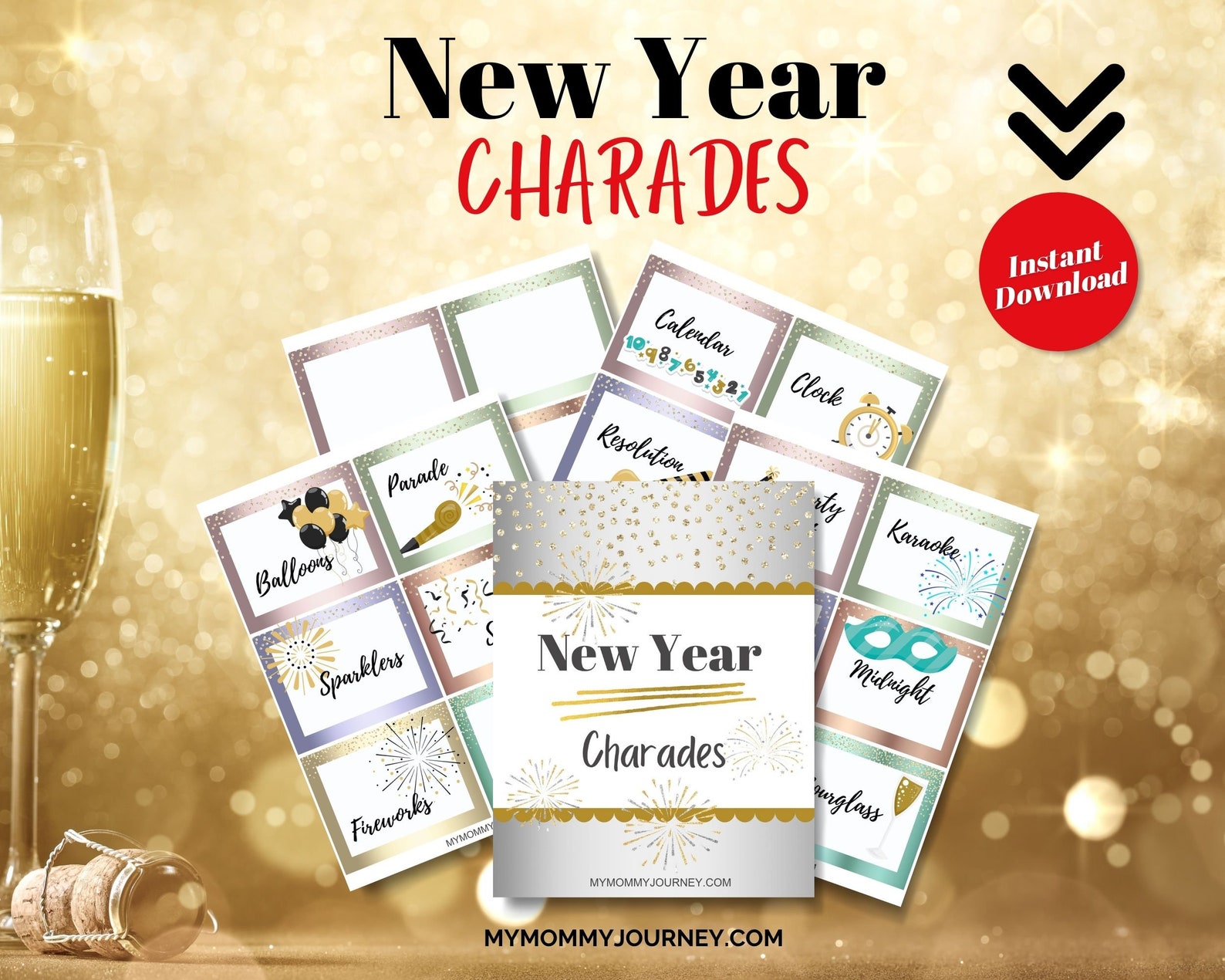 New Year's Charades, New Year Charades Printable Cards, Editable ...