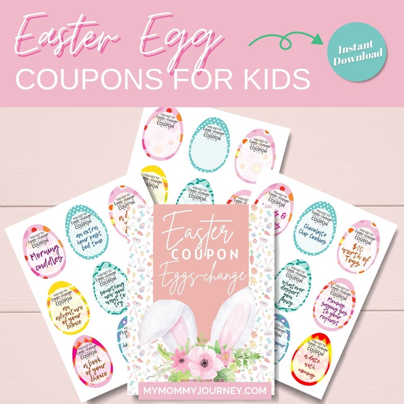 Printable Easter Egg Coupons for Kids, Kids Easter Basket Stuffer ...
