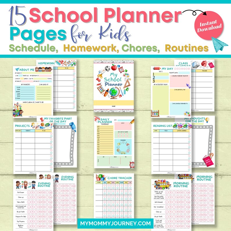 Kids School Days Student Planner, Back to School Planner Printable ...