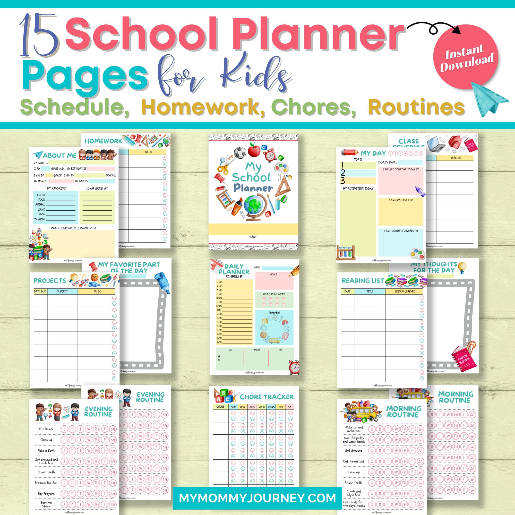 Kids School Days Student Planner Back to School Planner - Etsy