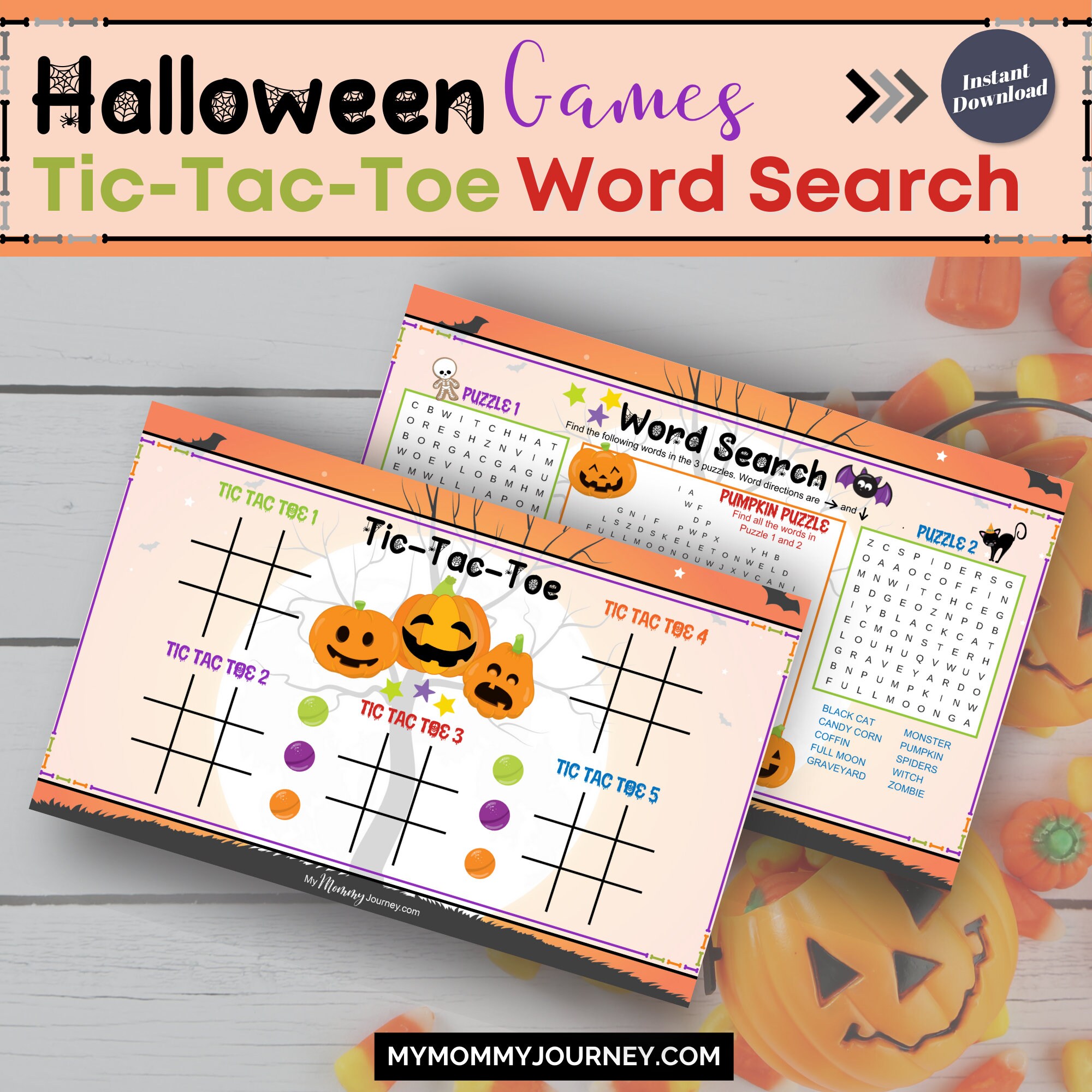 Halloween Activity Placemats, Printable Halloween Placemats, Halloween ...
