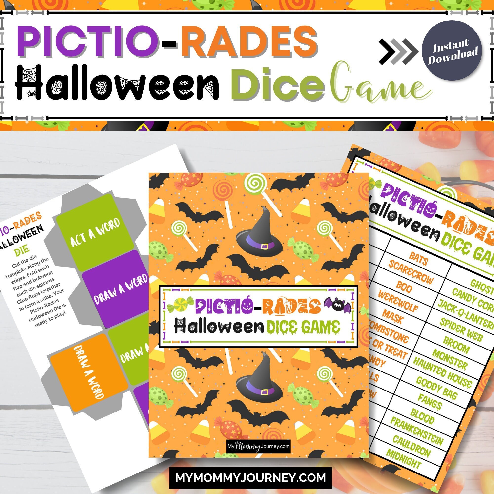 Pictionary Charades Halloween Dice Game Printable Halloween - Etsy