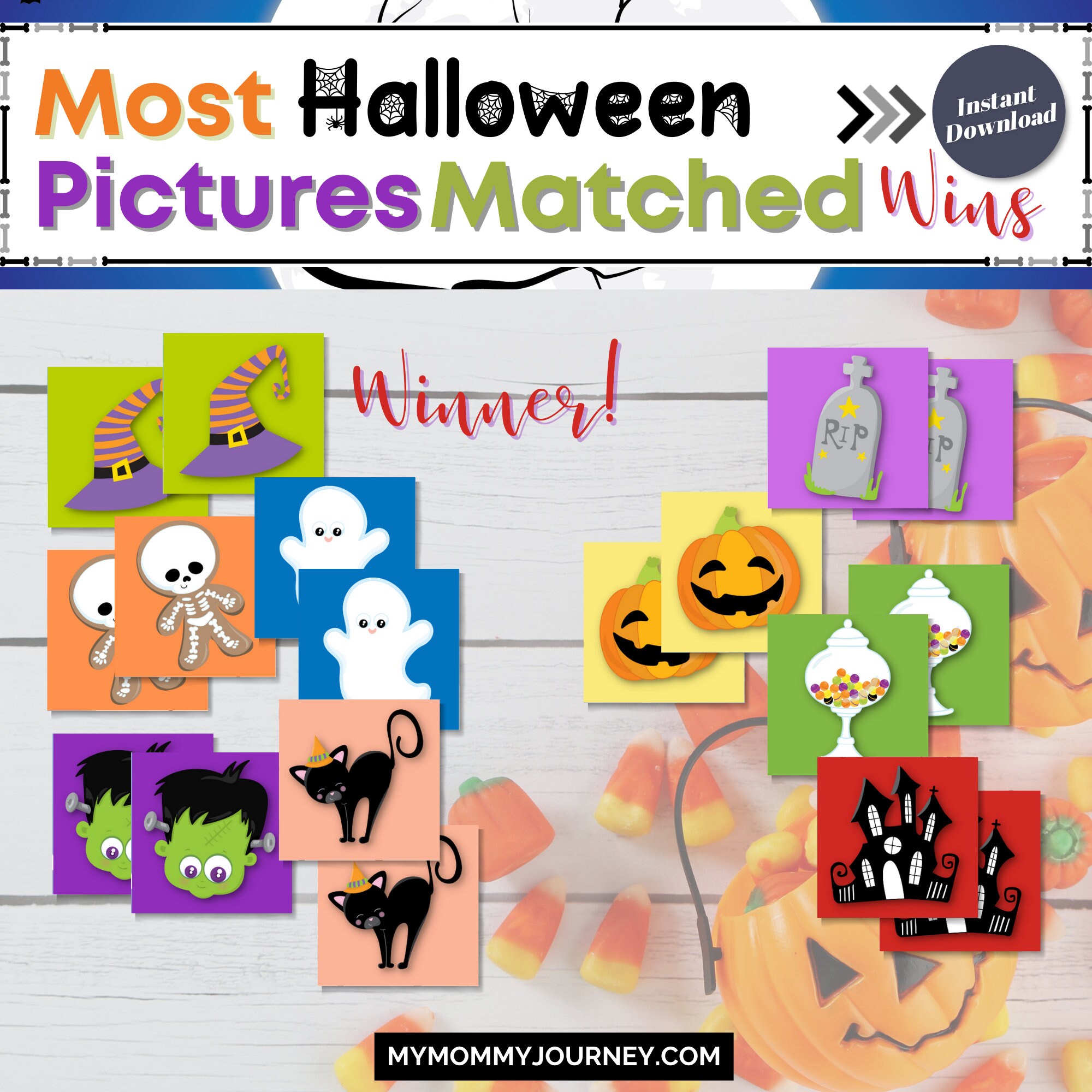 Spooky Halloween Memory Game, Printable Halloween Matching Game ...