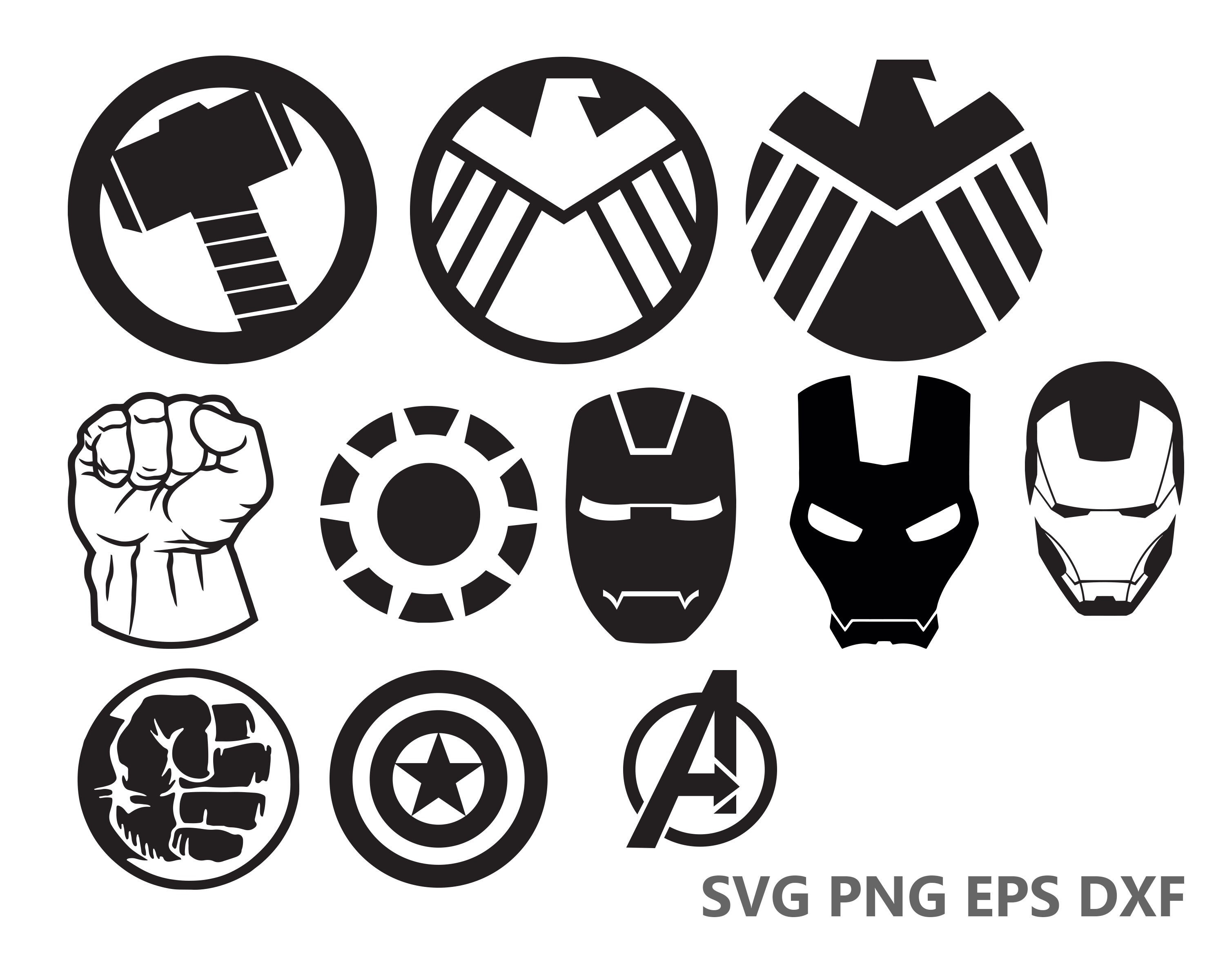 Avengers Marvel Bundle SVG Cutting Files eps dxf png Cricut | Etsy