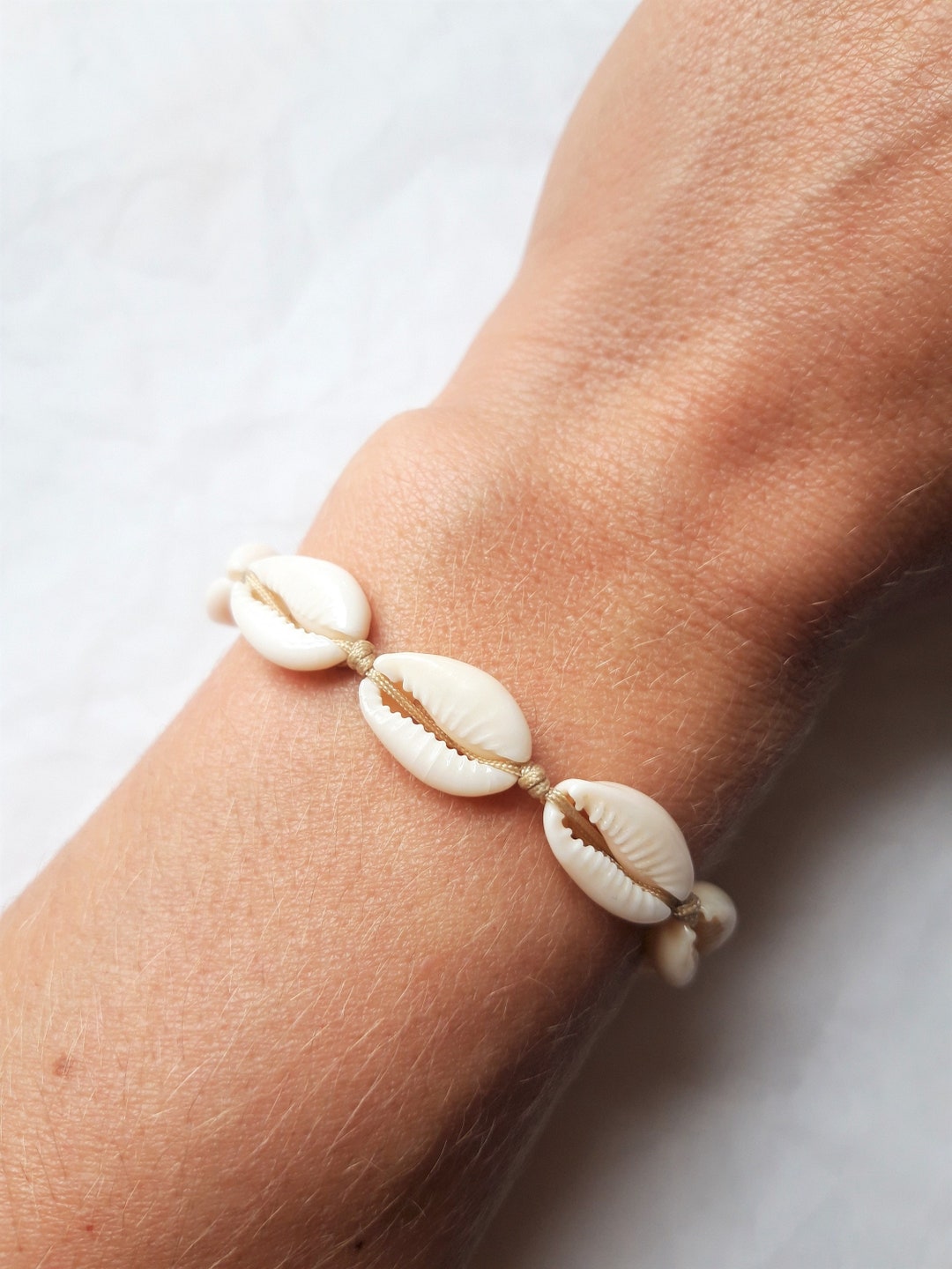 Handmade Natural Cowrie Shell Bracelet: Choice of Thread Color ...