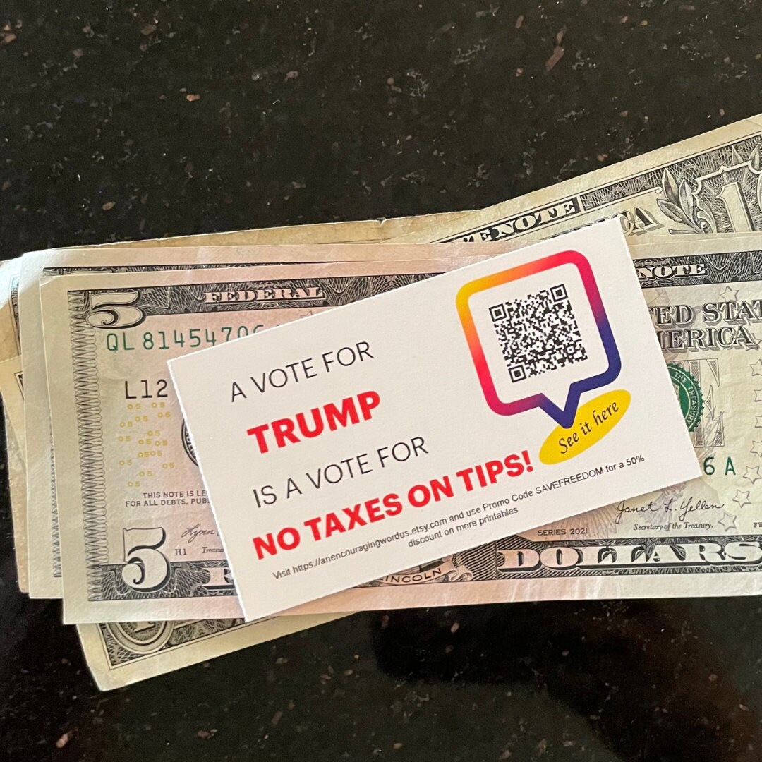 2024 Trump No Taxes on Tips Business Cards, Printable Pdf, Jpg/jpeg and ...
