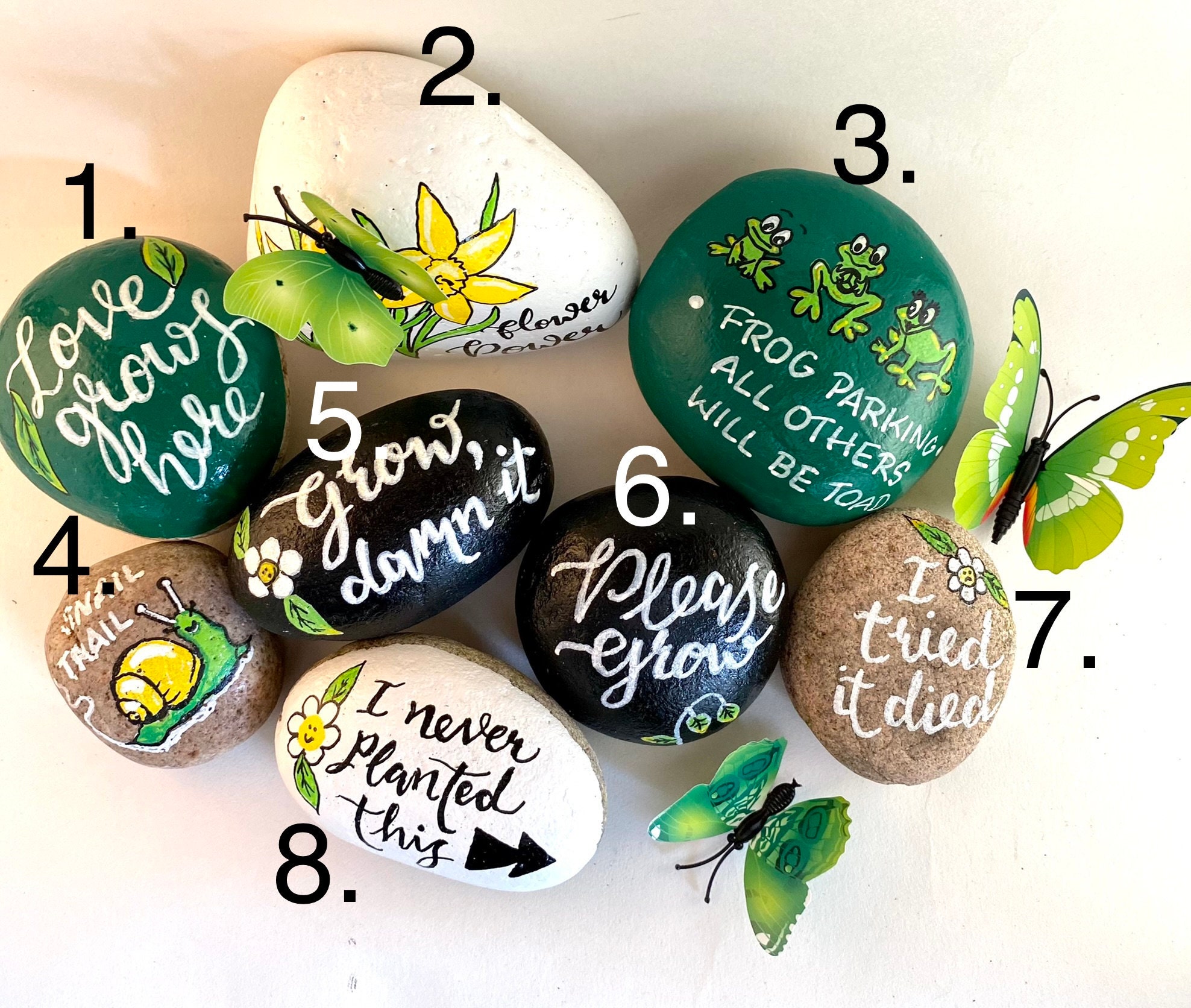 Garden Themed Painted Pebble/ Hand Painted Pebble for Garden/ - Etsy UK
