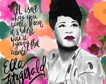 Ella Fitzgerald - Watercolor Quote Portrait - - Etsy