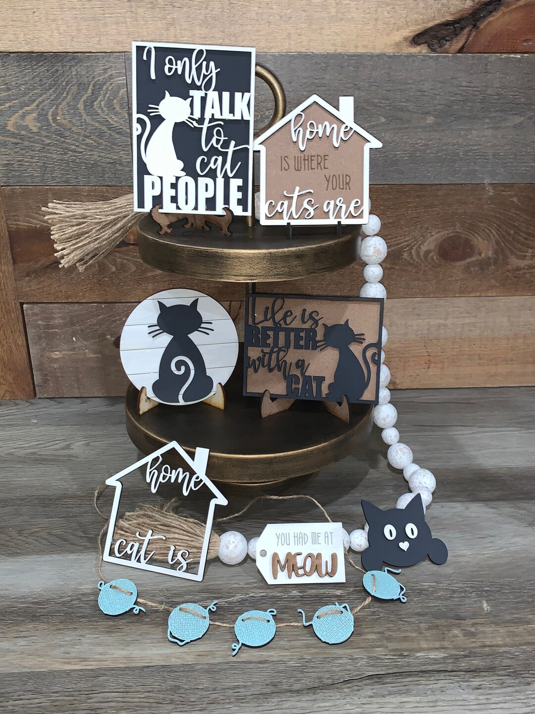 Cat Tiered Tray Decor - Etsy