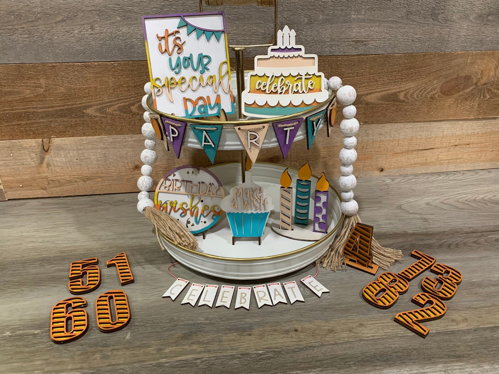 Birthday Tiered Tray Decor | Etsy
