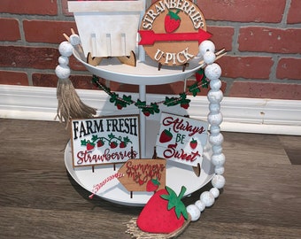 Strawberry Tiered Tray Decor - Etsy