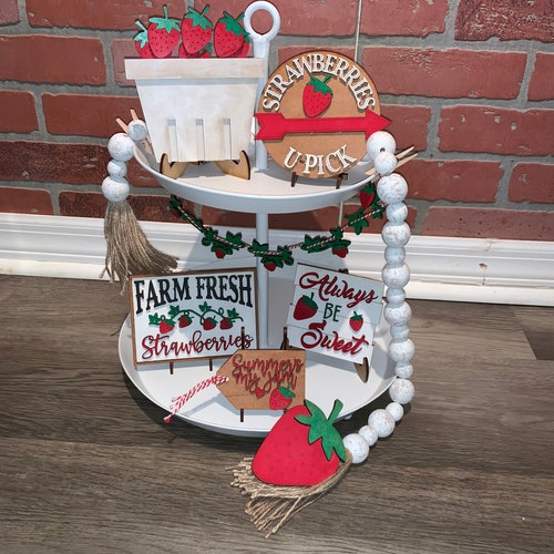 Strawberry Tiered Tray Decor - Etsy