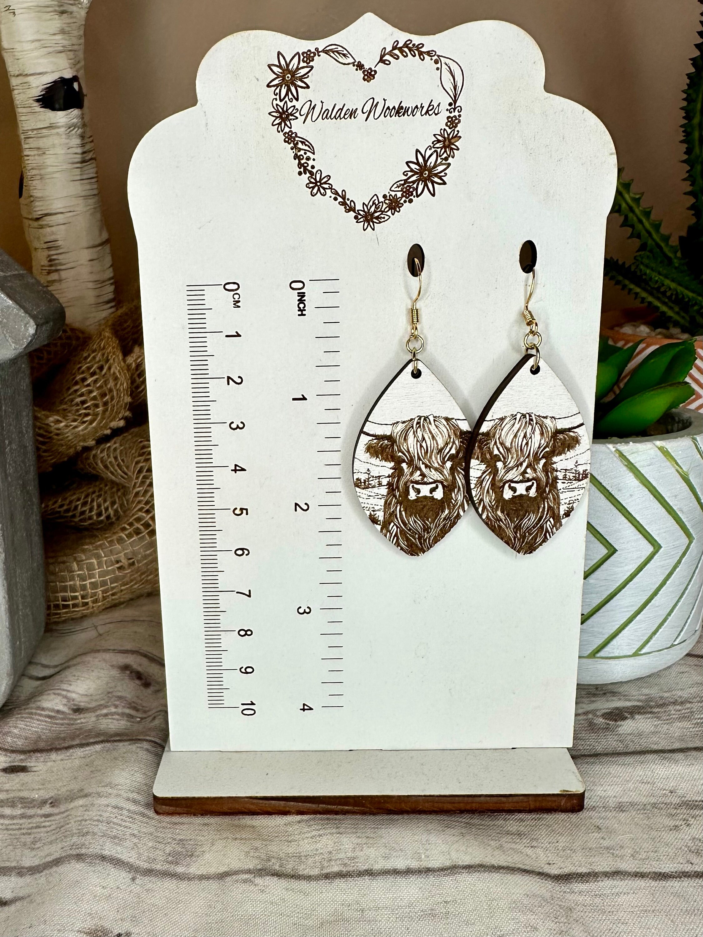 Highland Cow Earrings. Farm Long Hair Cow Covered Eyes. Super ...