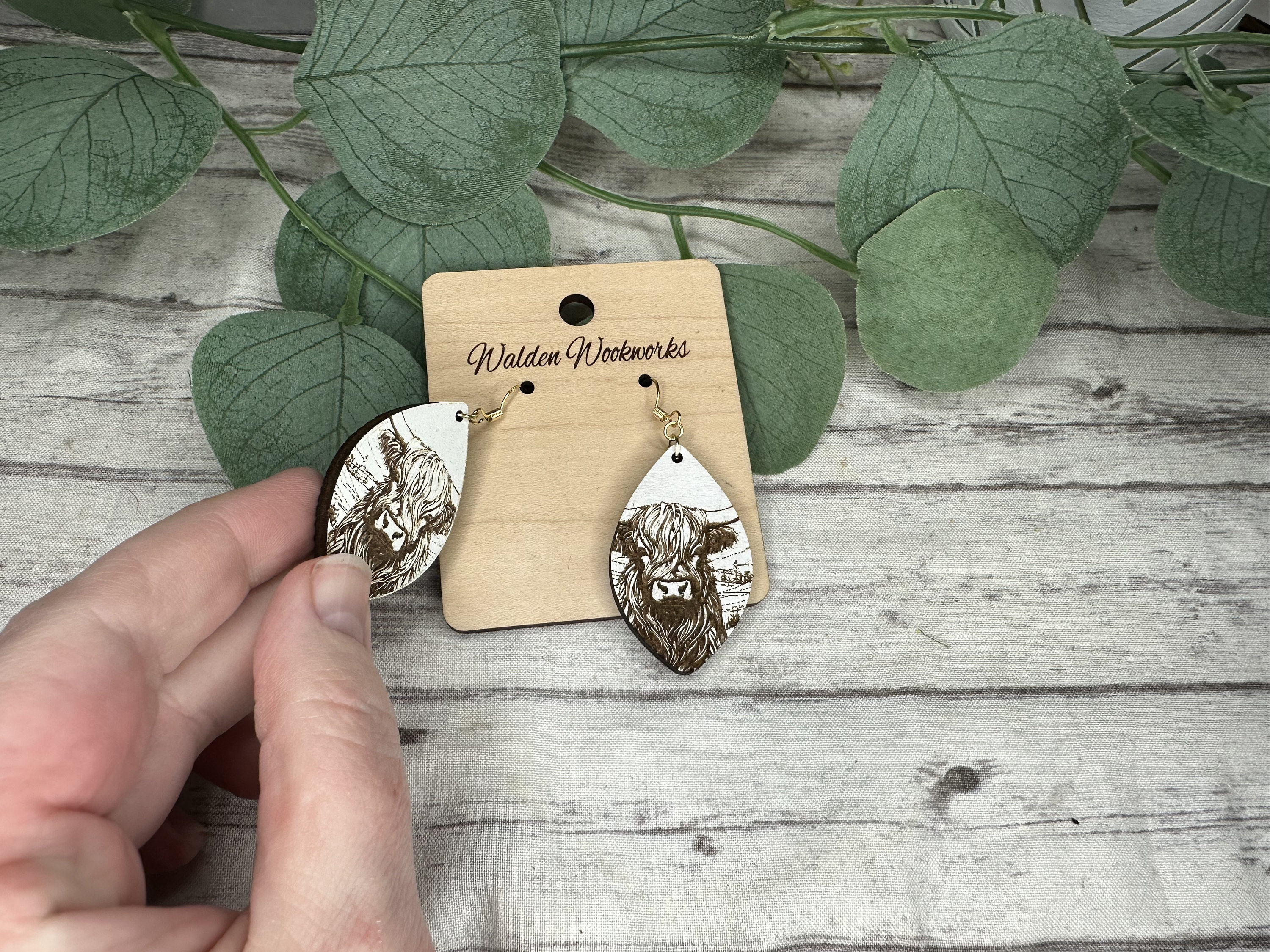 Highland Cow Earrings. Farm Long Hair Cow Covered Eyes. Super ...