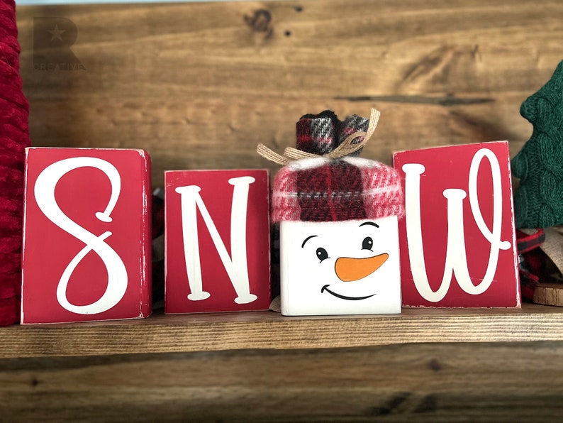Rustic Snowman Block Set Wood Snowman Blocks SNOW Wood - Etsy
