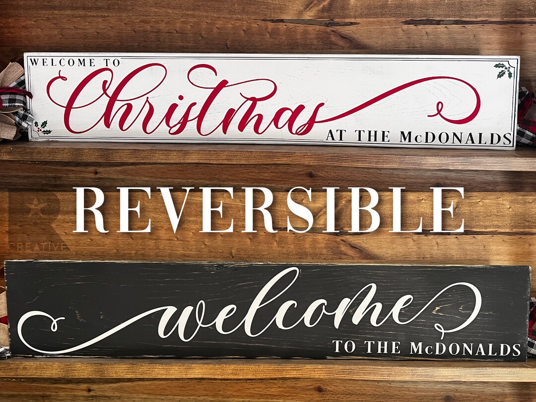 Personalized Christmas Sign Rustic Reversible Christmas Sign Christmas ...