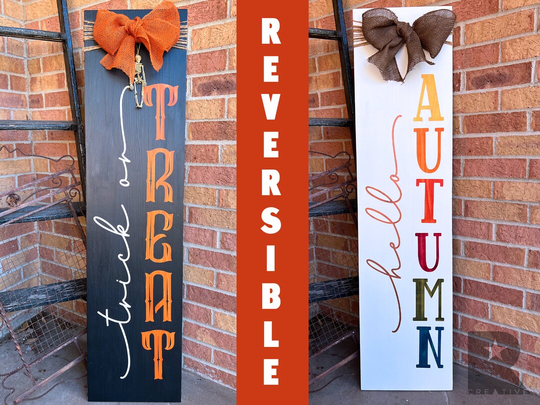 Reversible Halloween/autumn Front Porch Sign Welcome Autumn Front Porch ...