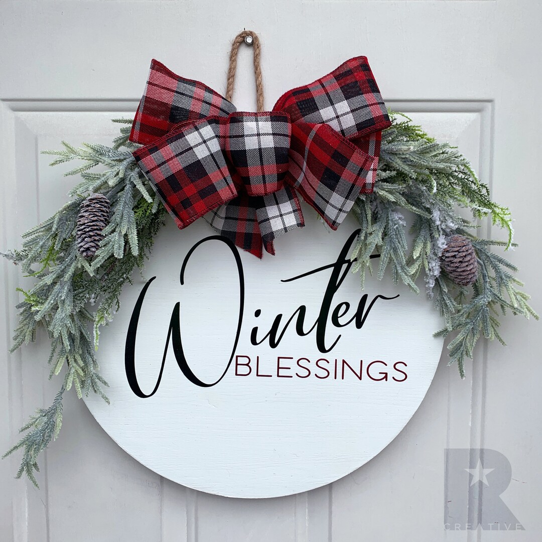 Winter Door Hanger Farmhouse Winter Decor Winter Door Decor Winter Door ...