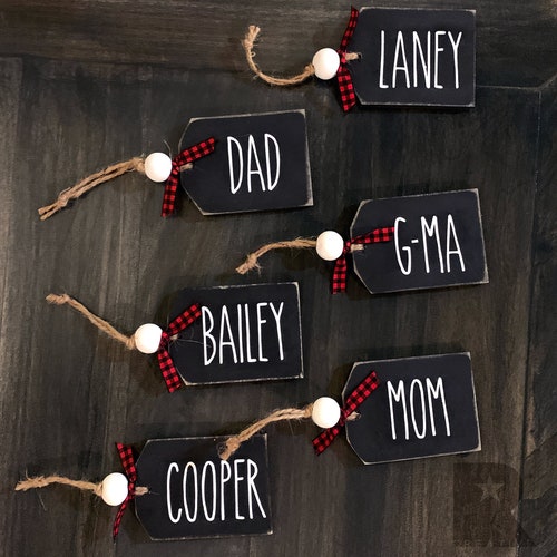 Rustic Wooden Farmhouse Stocking Tags Rae Dunn Inspired - Etsy