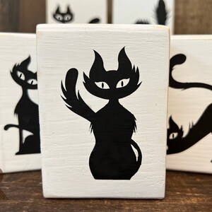 Spooky Cat Wood Blocks Reclaimed Wood Farmhouse Halloween - Etsy