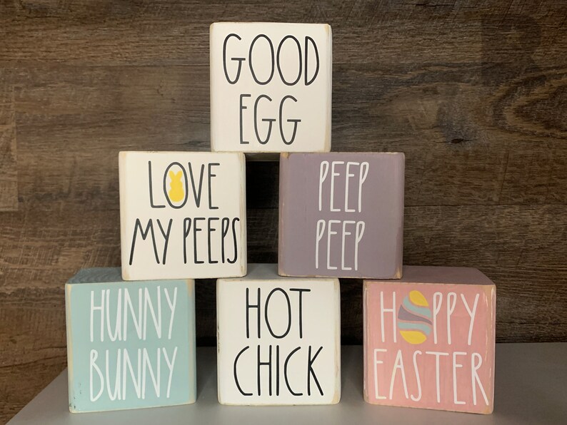 Easter Wood Blocks Easter Wood Signs Easter Tiered Tray - Etsy