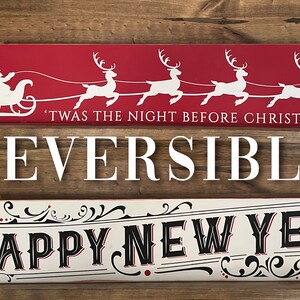 Rustic Reversible Christmas Sign Night Before Christmas Sign Happy New ...