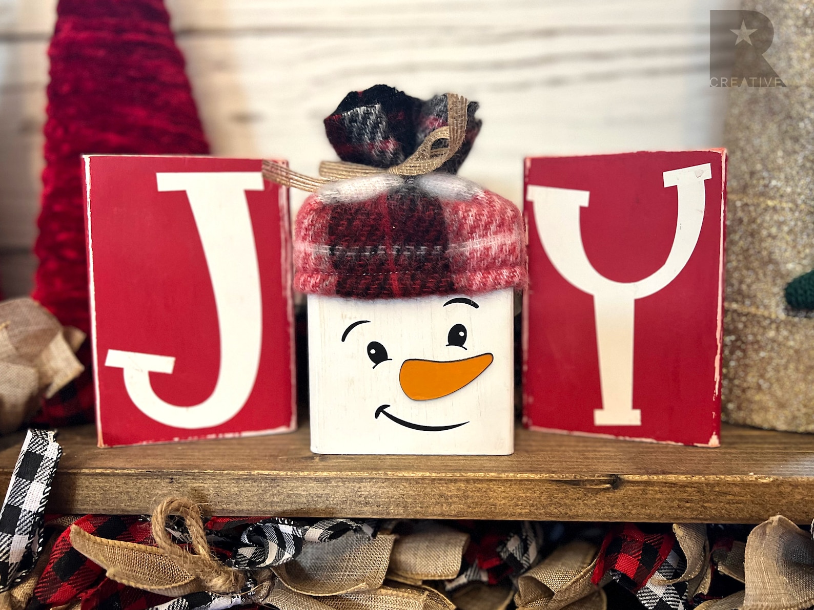 Rustic Snowman Block Set Wood Snowman Blocks JOY Wood - Etsy